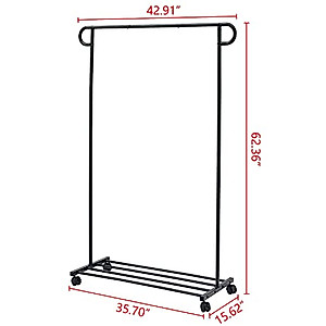 Hoctieon Rolling Clothes Rack,Portable Clothing Racks for Hanging Clothes,White Garment Rack on Wheels,Freestanding Closet Wardrobe Rack