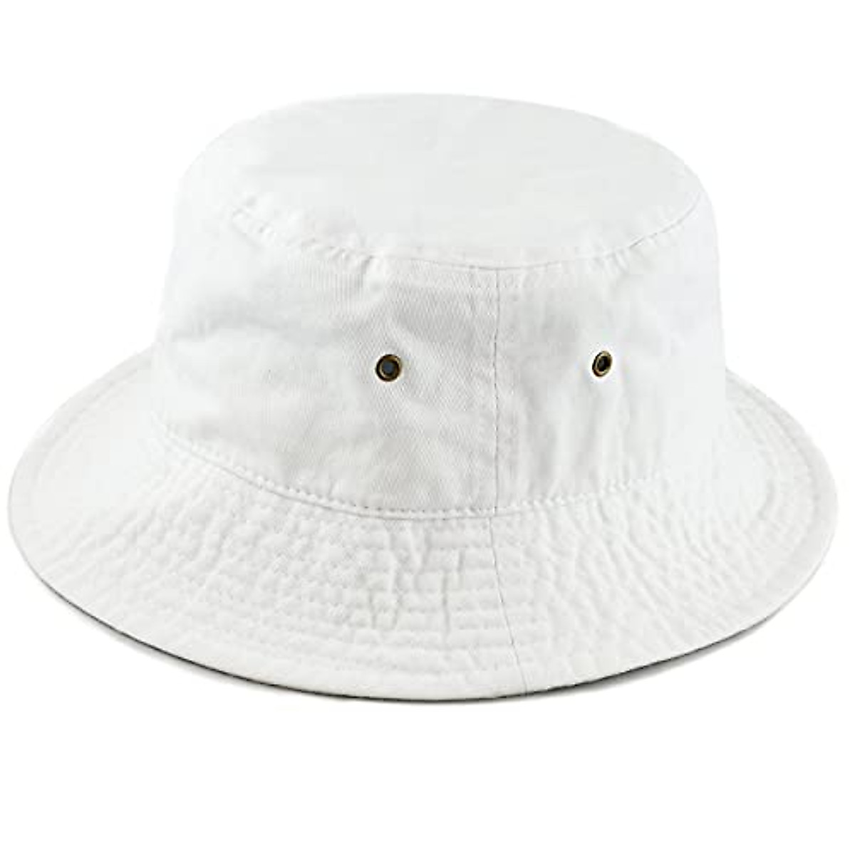 The Hat Depot 300N Unisex 100% Cotton Packable Summer Travel Bucket Sun Fishing Hat (S/M, White)