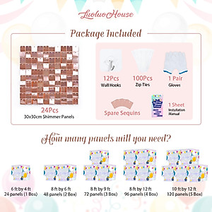 Shimmer Wall Backdrop Sequin Backdrop-24 Packs Rose Gold Panels Square Shimmer Wall Backdrop for Backdrop Photography Wedding Party Wall Panel