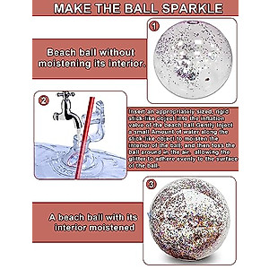 Inflatable Beach Balls Bulk Jumbo 16" Glitters Pool Toys Balls for Pool, Beach, Summer Pool Party - Swimming Pool Game Water Beach Toys Kid Party Favor Luau Decorations Blow Up Beach Ball (12 Pack)