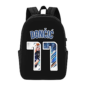 Dallas-Luka-Doncic-#77-Basketball Fans Adult Youth Bag Backpack Schoolbag Laptop Bag Usb Book Bag17 Inch For