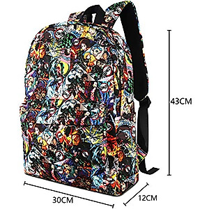 Roffatide Anime Demon Slayer Kimetsu no Yaiba Backpack All Over Printed Schoolbag Laptop Backpack Cosplay Daypacks Black