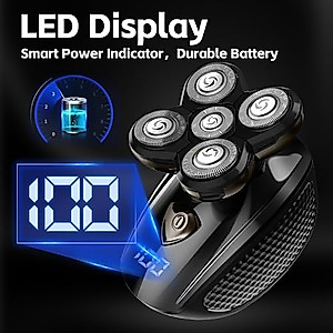 Tiklean Bald Head Shaver, Electric Razor for Men, 5-in-1 Head and Face Grooming Kit, Waterproof and Rechargeable