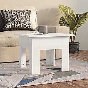 QJBSAVVA Coffee Table High Gloss White 21.7"x21.7"x16.5" Engineered Wood,Floor Standing Table Table for Living Room Cocktail Table Suitable for Meeting Rooms, Reception Rooms, Offices