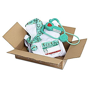 Melissa & Doug Doctor Role Play Dress-Up Set (7 pcs) - Pretend Play Costume And Kit With Stethoscope For Kids