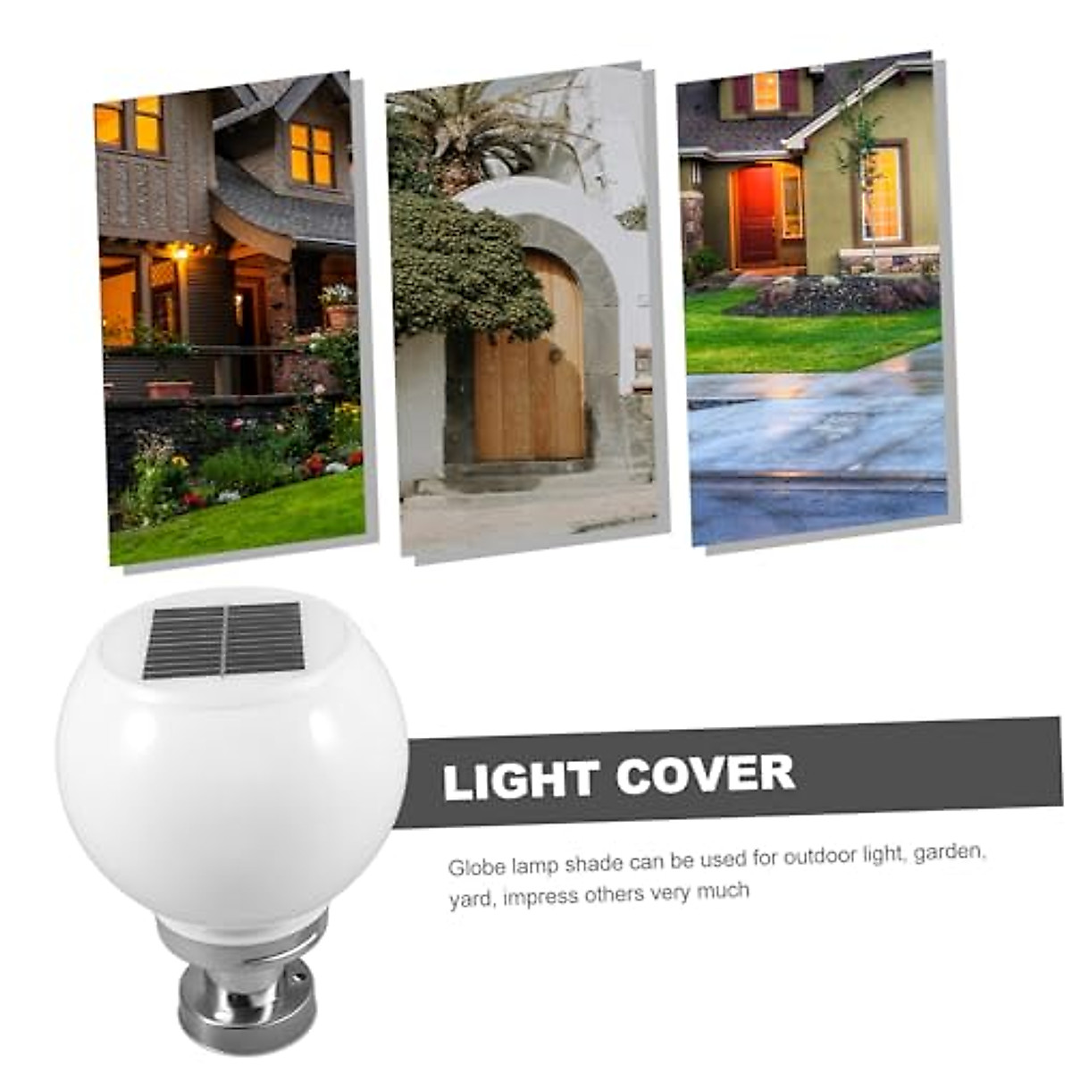 SOLUSTRE Round Ball Waterproof Solar Outdoor Column Lamp Villa Fence LED Post Light Courtyard Garden Lawn Street Lights External Landscape Patio Pillar Lighting Fixture