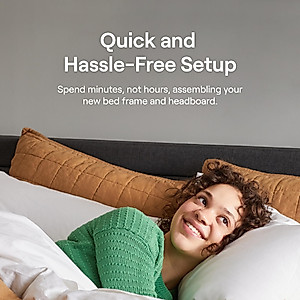 Nectar Bed Frame & Headboard - Gray - Queen - 8 Inch Legs and Sturdy Wooden Slats for Support - Contemporary and Durable Upholstery - Holds Up To 700 Pounds - Easy Assembly