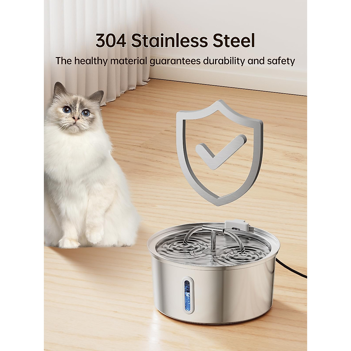 Cat Water Fountain Stainless Steel, 3.2L/108Oz Pet Water Fountain for Drinking, Automatic Metal Dog Water Dispenser Bowl with Quiet Pump, Dual-Stream, Filtration for Cats, Dogs, Multiple Pets Indoor