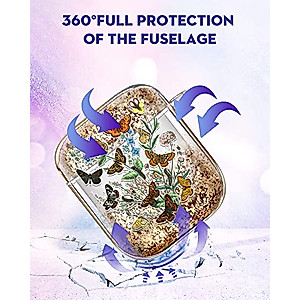 Kokaaee for Airpod Case 2nd & 1st Generation Cover Kawaii Funda Cute Aesthetic Girls Women Protector Liquid Glitter Bling Sparkly Butterfly Design Estuche Keychain Girly for Apple Air Pod 1/2 Gen