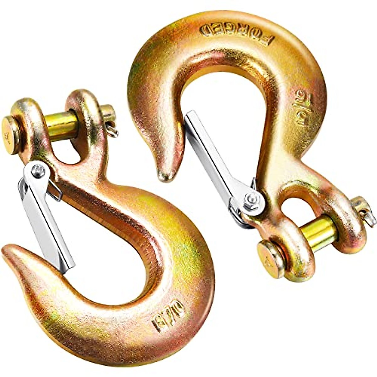 2 Pack 5/16 Inch Chain Hook, Tow Chains with Hooks Clevis Slip Hook with Latch Safety Hook G70 Tow Chain Clevis Grab Hook for Trailer Truck Transport Tow Chain Hook Drag Chain Hooks Heavy Load