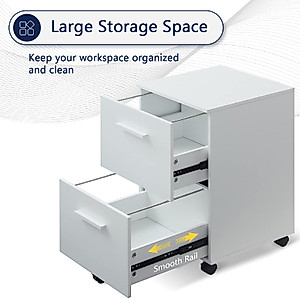 VICLLAX 2 Drawer Mobile Filing Cabinet, Vertical File Cabinet for Legal/Letter/A4 Files, Assembled Needed, White
