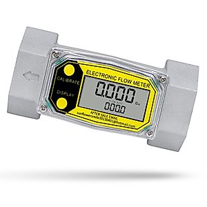 CGOLDENWALL 1.5-inches Water Meter Turbine Fuel Flow Meter Digital Flowemeter for Diesel Kerosene, Flow Rate Metering Range 10-73.5 GPM, Al-Alloy Made