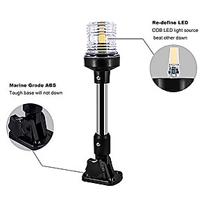 Sebnux White LED Fold Down Boat Stern Light Boat Anchor Light for Pontoon and Fishing Boat (12")