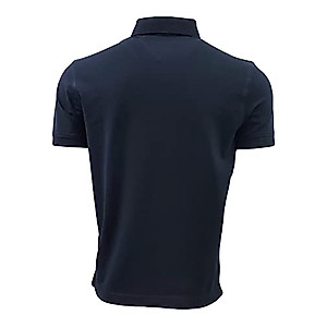 Tommy Hilfiger Mens Embroidered Graphic Logo Mesh Polo Shirt (Medium, Navy (est 1985))