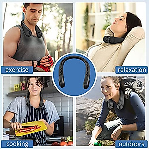ASNUG Neck Fan, Bladeless Neck Fan, USB Rechargeable Personal Fan, 360° Hands Free Wearable Fan, 3-Speed Adjustable,Faster Cooling, Ultra Quiet, Suitable for Home, Office, Travel, Sports