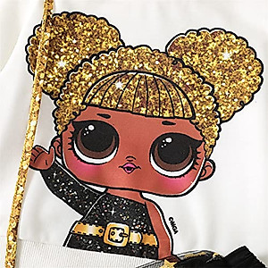 L.O.L. Surprise! Kids Toddler Baby Girl Skirt Set Long Sleeve Print Pullover Tee and Mesh Skirt with Bag Little Girls Outfits