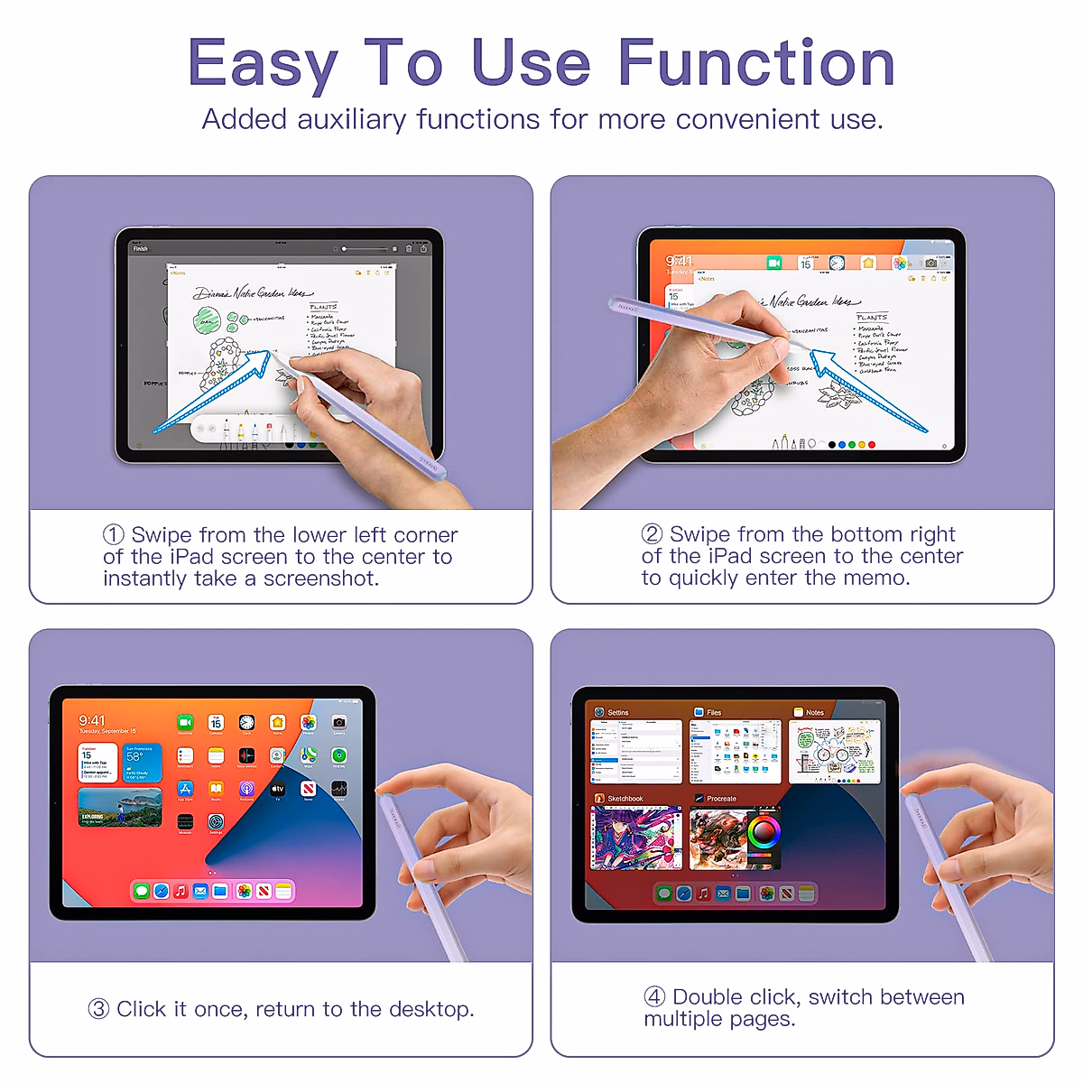 iPad Pencil 2nd Generation with Magnetic Wireless Charging,GOOJODOQ GD13 Stylus Pen for iPad with Tilt Palm Rejection for Apple iPad Pro (11/12.9 Inch),iPad Air 4th/5th Gen,iPad Mini 6th Gen,Purple