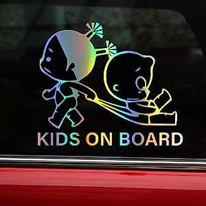 Meitinalife Kids on Board Stickers Baby ON Board Funny Car Stickers and Decals Baby in Car Styling Bumper Sticker Windshield Window Vinyl Decal for Car Body Door Decoration 5.27"x6.69" (5)