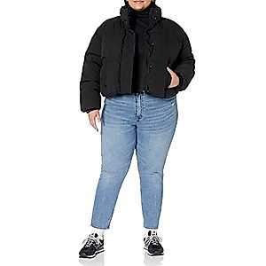Amazon Essentials Women's Crop Puffer Jacket (Available in Plus Size), Black, Medium