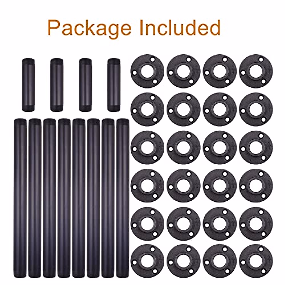 MUZIK 3-Tier Industrial Pipe Table Leg Set, Iron Pipes Base Legs Rustic Iron Pipe Shelves for Shoe Rack, Kitchen Rack, Storage Organiser, Bookcase, Wood Planks NOT Included