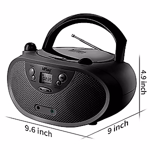 hPlay Gummy GC04 Portable CD Player Boombox with Digital Tunning AM FM Stereo Radio Kids CD Player LCD Display, Front Aux-in Port and Headphone Jack, Supported AC or Battery Powered- Black