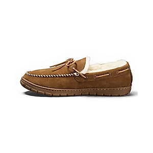 Eddie Bauer Men's Shearling-Lined Moccasin Slipper, Tan 8M