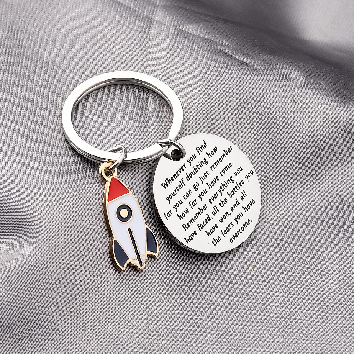 TIIMG Rocket Inspirational Quote Keychain Astronomy Gift Rocket Space Ship Jewelry Sci-Fi Gift (Rocket whenever)