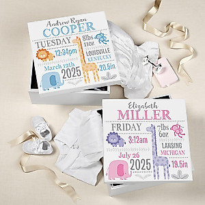 Let's Make Memories Personalized Baby's First Keepsake Box - Memento Storage - Memories Box - Nursery Décor - For Girls - 6" Hx12 Square