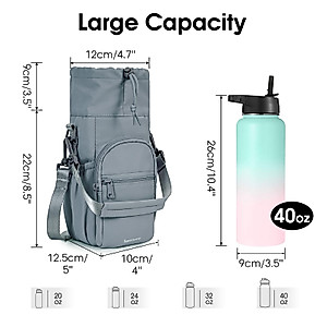 sportsnew Water Bottle Holder with Strap 32oz 40oz Insulated Water Bottle Carrier Sling Bag with Phone Pocket Tumbler Bag Crossbody Cup Sleeve for Walking Hiking Travelling Carrying, Greyish Blue