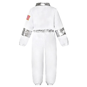 Neilyoshop NASA Pilot Costume Kids Astronaut Costume for Boys Girls Space Pretend Dress Up Cosplay Birthday Gifts (white, 7-10 Years)
