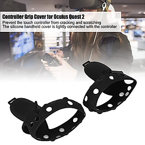 070 Controller Grip Cover for Oculus Quest 2 Portable Controller Grip Cover for Oculus Quest 2 VR Controller Handle Silicone Protective Cover with Adjustable Knuckle Strap(Black)