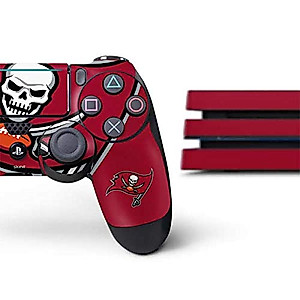 Skinit Decal Gaming Skin Compatible with PS4 Pro Console and Controller Bundle - Officially Licensed NFL Tampa Bay Buccaneers Large Logo Design