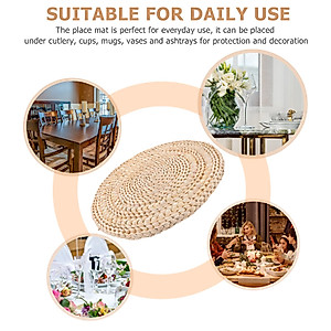 HEMOTON Straw Insulation Placemat Upholstery Trim Round Woven Placemats Indoor Mats Farmhouse Placemats Drinks Coasters Woven Cutlery Cushion - Placemat Hand Woven Placemat