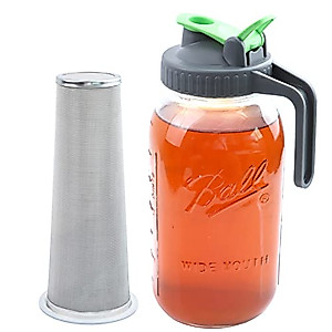 Cold Brew Mason Jar Iced Coffee Maker 64 Oz Wide Mouth Jar Cold Brew Pitcher With Coffee Filter Food Grade Airtight & Leak-Proof Pitcher 2 Quart