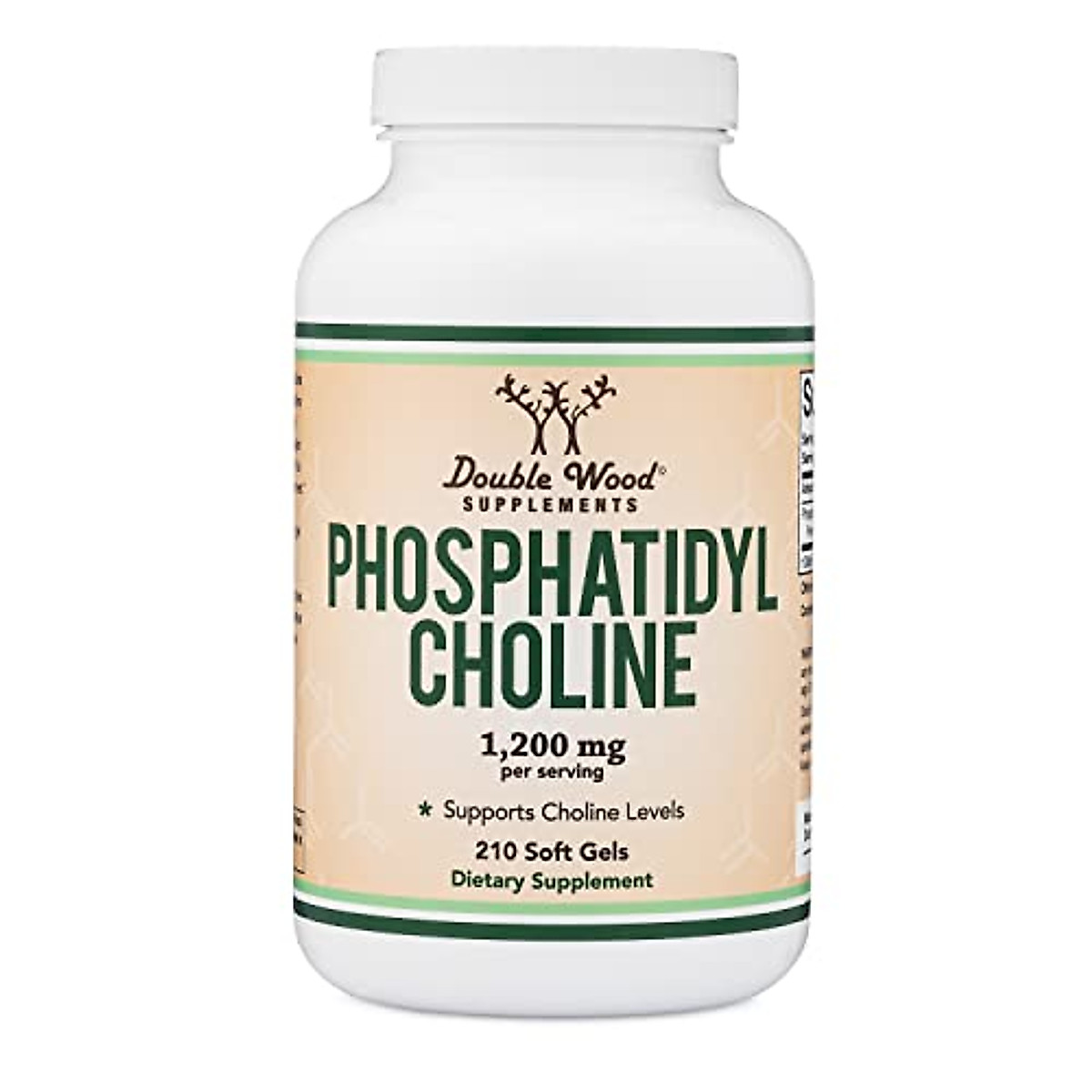 Phosphatidylcholine 1,200mg – 210 Softgels – Enhanced Version of Sunflower and Soy Lecithin (Choline Supplements) - Non-GMO and Gluten Free to Support Brain Health by Double Wood