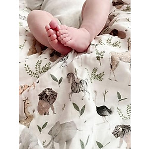 Little Jump Muslin Baby Quilt, Jungle Print Breathable Muslin Quilt Toddler Blanket - Oversized 47" x 47" - 2 Layers Muslin Crib Blanket for Baby Boy and Girls (Jungle)