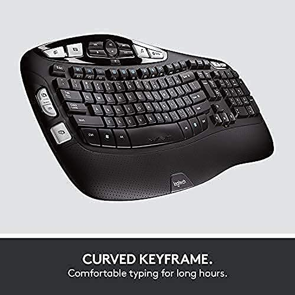 Logitech MK570 Wireless Wave Keyboard and Mouse Combo, Contoured Cushioned Palm Rest, Advanced Wireless Connection, Hyperfast Scrolling Mouse, Black (Renewed)