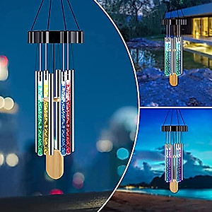 Solar Wind Chimes Lights, GoLine Housewarming Garden Gifts for Mom Mother Women Grandma Her, Solar Waterproof Windchimes Decoration Memorial Solar Color Changing Lights for Outdoor Patio Decor.