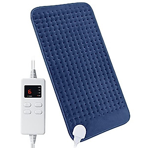 Zostuic Heating Pad for Back Pain and Cramp Relief, 11" x 26" Ultra Soft Large Washable Moist & Dry Heat Therapy Electric Heat Pads for Neck and Shoulders with 6 Heat Settings 3 Timer Settings(Blue)
