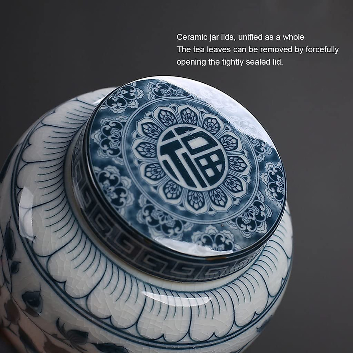 G’z Ceramic Storage jar Kitchen Sealed Lids Ceramics Traditional Tea Canisters Elegant Pattern Tea Caddy Food Jars Tea Tins for Kitchen Spices, Tea, Coffee, Condiments (Size : Small)