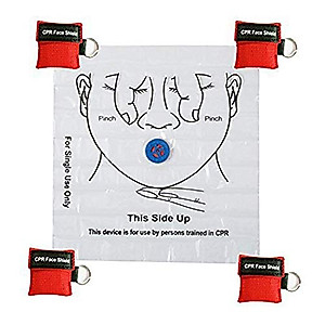 20pcs CPR Mask Keychain Ring Emergency Kit CPR Face Shields for First Aid or AED Training