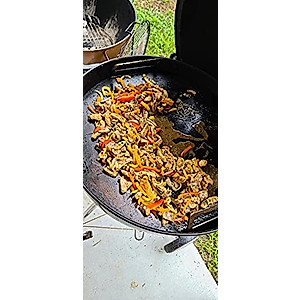 LavaLock Flat top Griddle Grate for UDS 55 Gallon Drum Smokers Grill Plate Also fits Weber Smokey Mountain WSM and Kettle Thick Steel with Handles