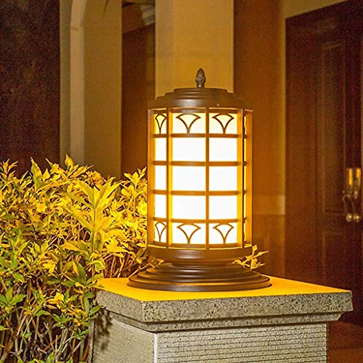 WSSBK Outdoor Column Headlights, Waterproof Home Garden Light Iron Garden Villa Hotel Door Post Pillar Light