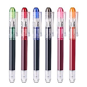 6 Pieces Multicolor Disposable Fountain Pens, Smooth-Writing Office Supplies for Sketching, Journaling, Calligraphy, Doodling and Holiday Christmas Gifts