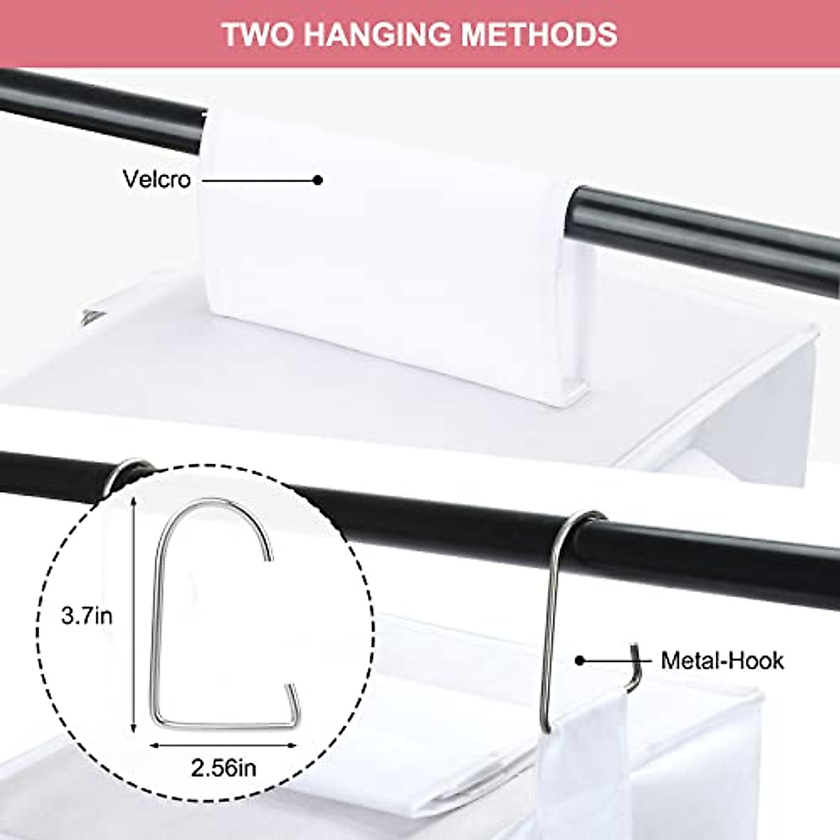 Fixwal 6-Shelf Weekly Hanging Closet Organizer with 6 Side Pockets Collapsible Weekday Kids Closet Daily Clothes Organizer Hanging Storage Shelves (White)