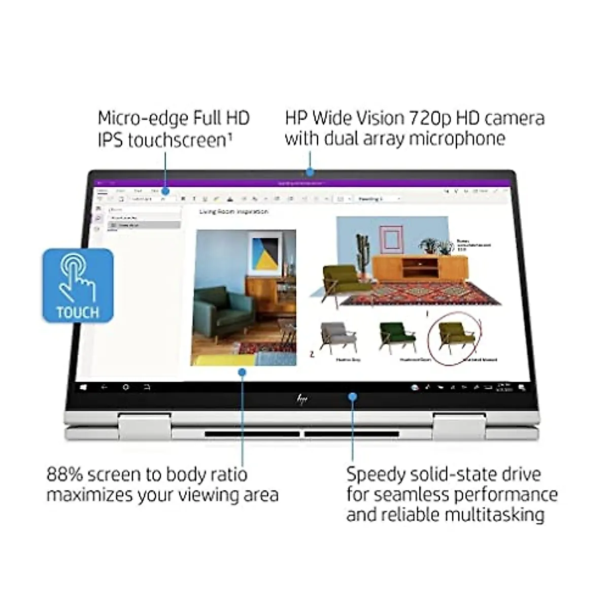 HP Envy x360 2-in-1 15.6" Touchscreen Laptop, Intel Core i5-1135G7, Intel Iris Xe Graphics, 16GB DDR4 RAM, 512GB PCIE SSD, Backlit Keyboard, Fingerprint, Stylus Pen, Win 11 Home, Silver