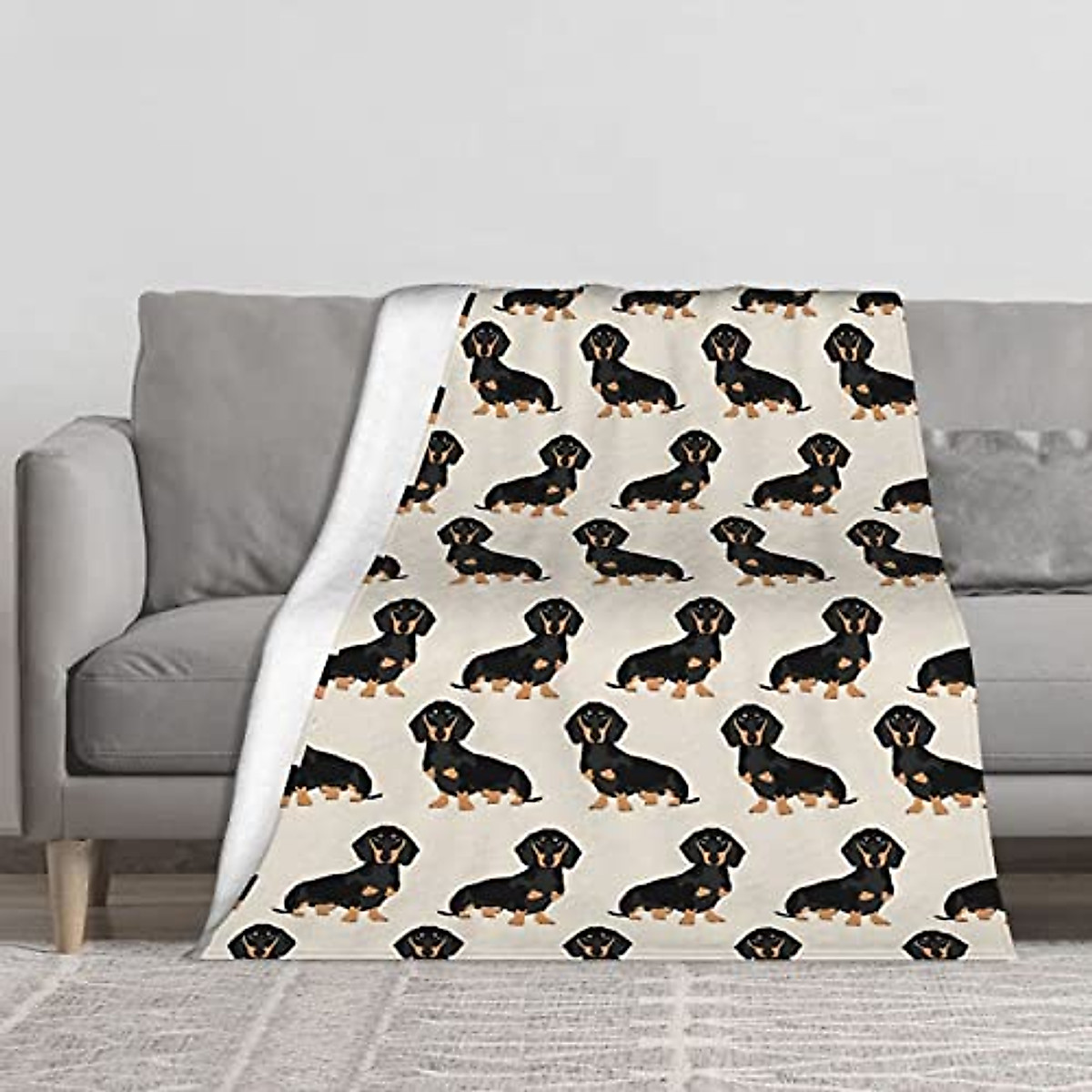 Dachshund Gifts Pet Dogs Throw Blanket, Ultra Soft Microplush Bed Blanket, All Season Microfiber Fleece Throw for Bed Chair Sofa Couch Bedroom 60"X50"