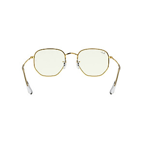 Ray-Ban Rb3548 Hexagonal Glasses, Legend Gold/Clear Blue Light Filtering, 48 mm