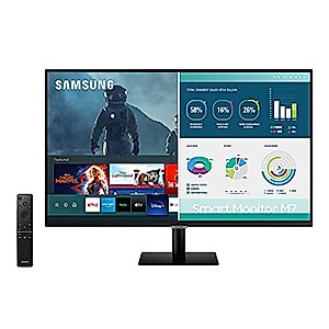 SAMSUNG 32-inch M7 Smart Monitor with Mobile Connectivity, 4K UHD, Remote Access, Office 365 (LS32AM702UNXZA) (Renewed), Black