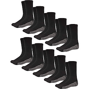 HOT FEET Men's Socks, Cotton Crew Socks for Men, Cushioned Boot Socks for Men, Work Socks for Men, Moisture Wicking Socks Men - Size 10-13, 10 Pairs, Black